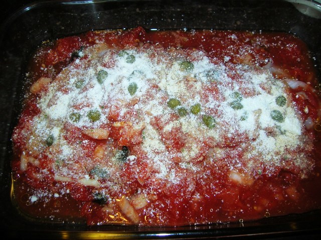 Baked Scrod with Chunky Tomatoes and Capers | cookingitaliancomfortfood